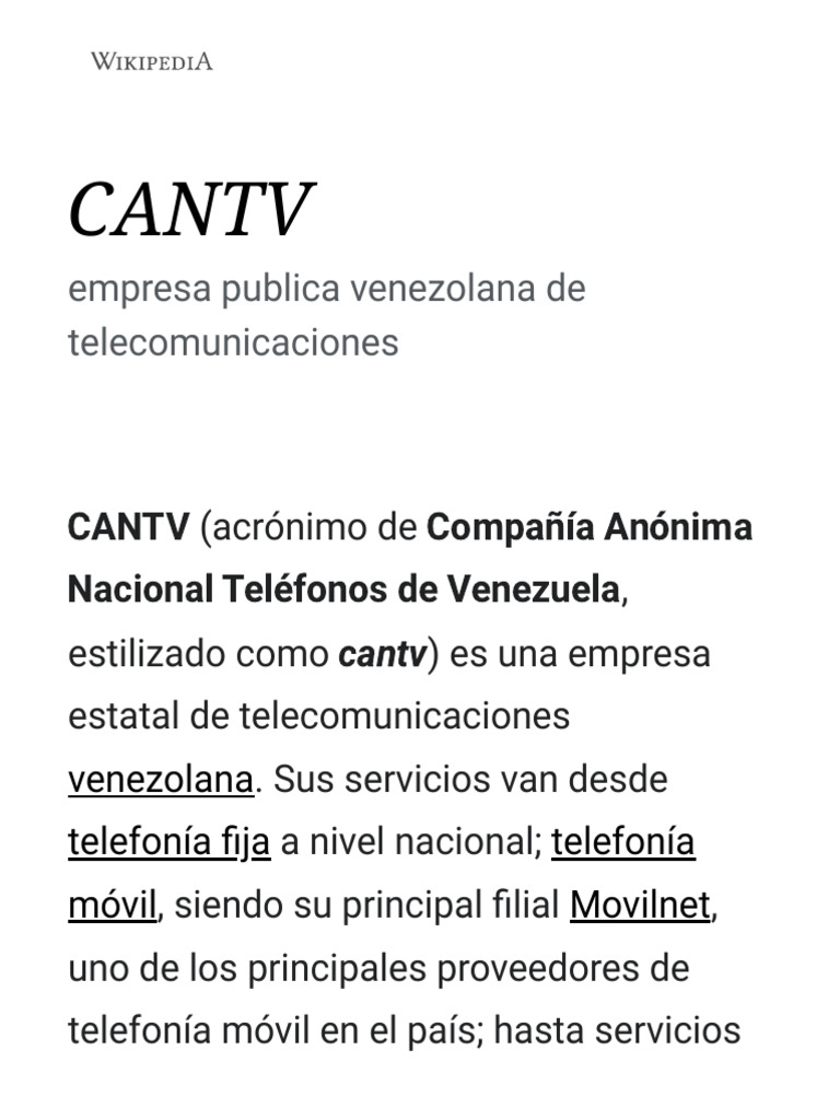 Significado y historia de CANTV | PDF | Electrónica | Tecnología de ...