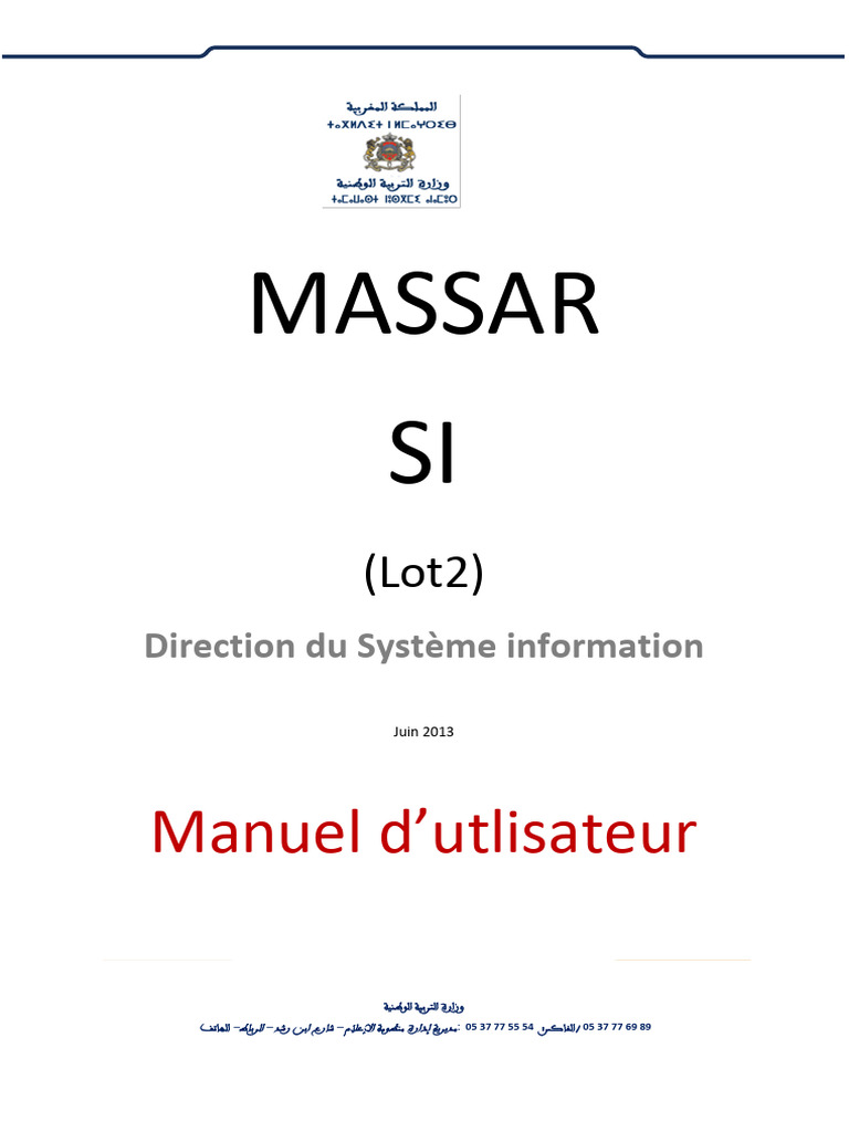 Manuel d'utilisation du système MASSAR | PDF | Microsoft Excel ...