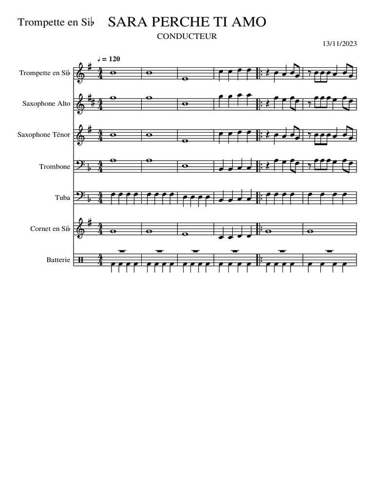 SARA_PERCHE_TI_AMO-Trompette_en_Sib | PDF | European Musical ...