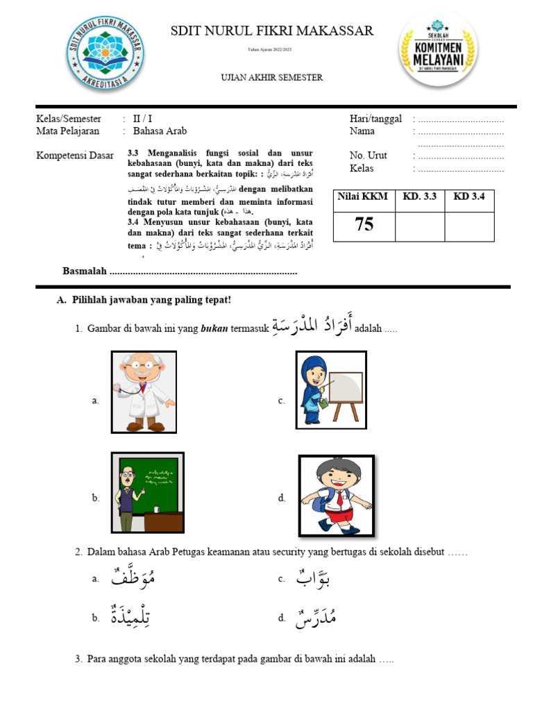 SOAL PAS LV2 2022 Bahasa Arab | PDF