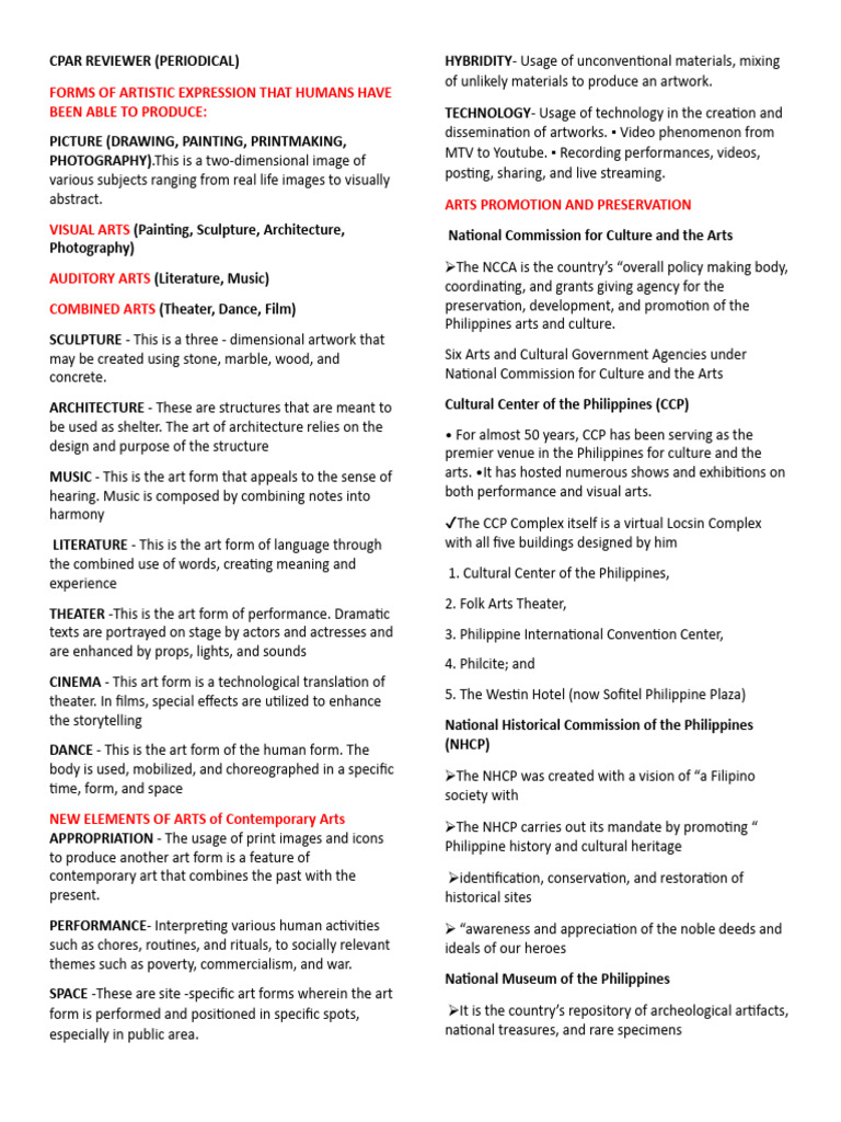 Cpar Reviewer Periodical | PDF | The Arts | Philippines