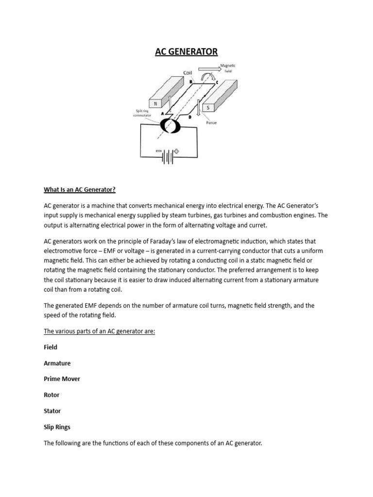 Ac Generator | PDF | Electric Generator | Electromagnetic Induction