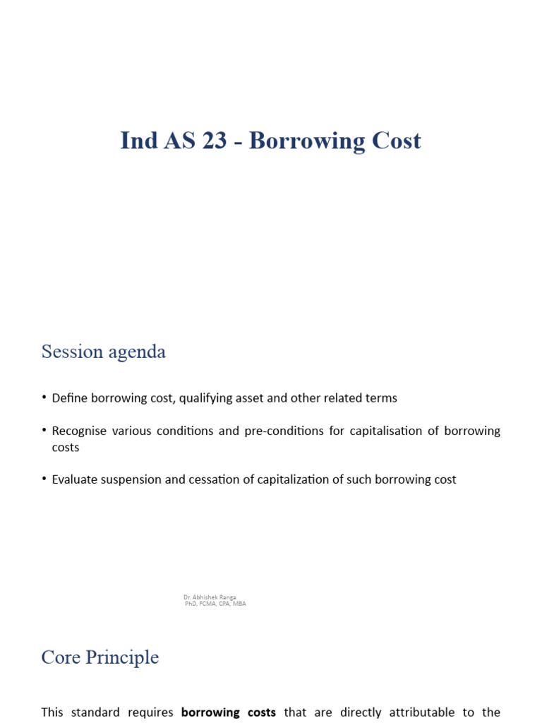 Ind As 23 - Borrowing Cost | PDF | Debt | Loans