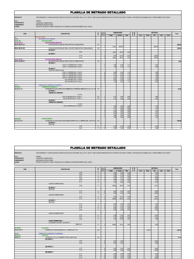 7.2 Metrados Detallados Estructura | PDF | Construyendo tecnología | Diseño
