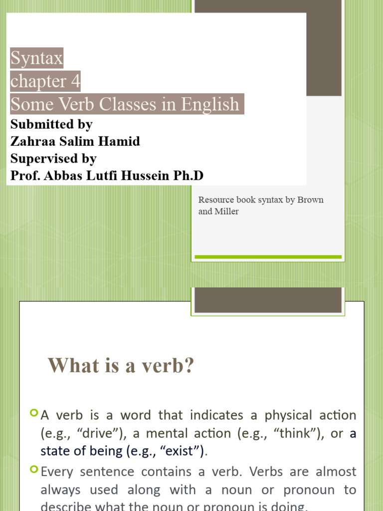 Verbs Classes | Download Free PDF | Verb | Subject (Grammar)