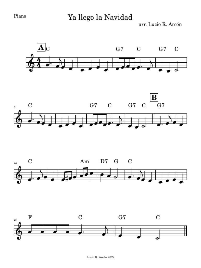 Ya Llego La Navidad-Piano | PDF