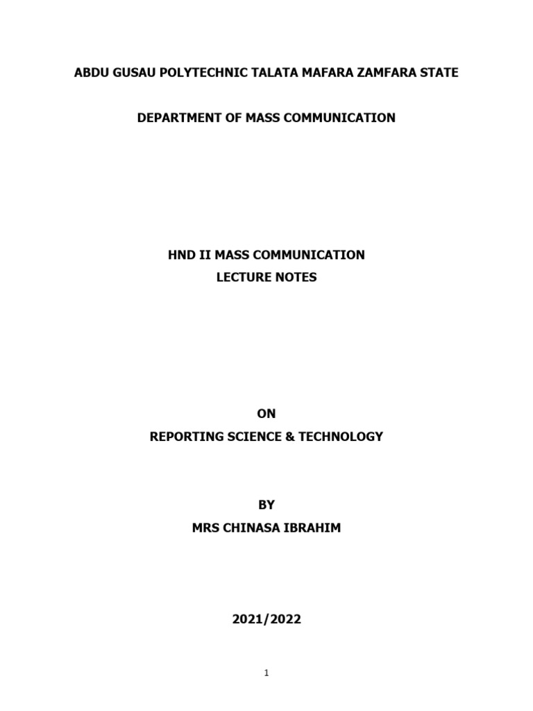 Handout On Reporting Science & Technology | PDF | Science | Experiment