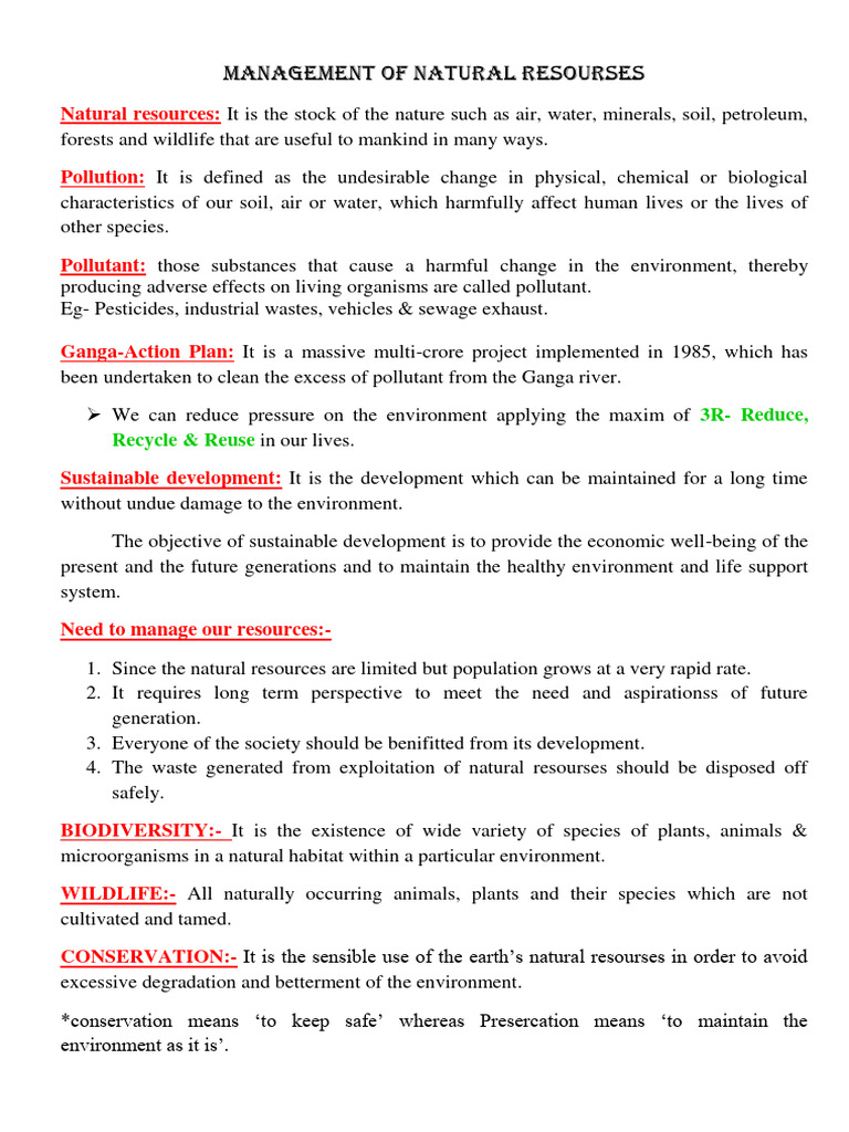 MANAGEMENT_OF_NATURAL_RESOURSES | PDF | Natural Environment | Water