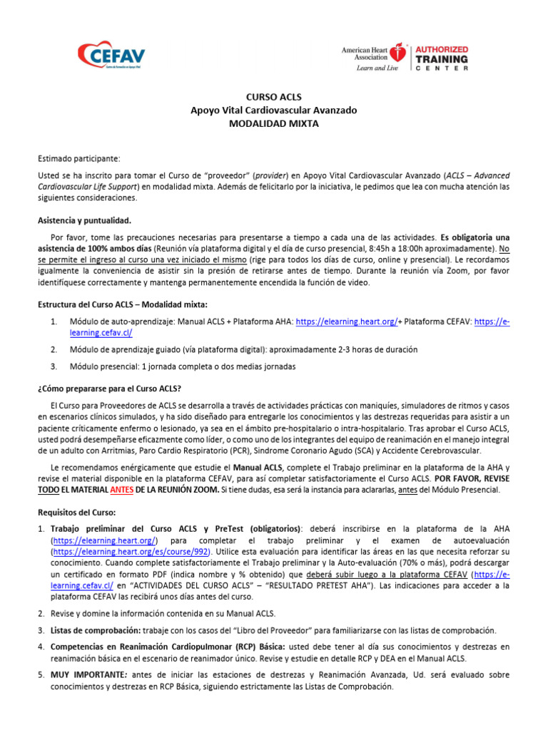 Curso ACLS: Guía y Requisitos 2023 | PDF | Reanimación cardiopulmonar ...