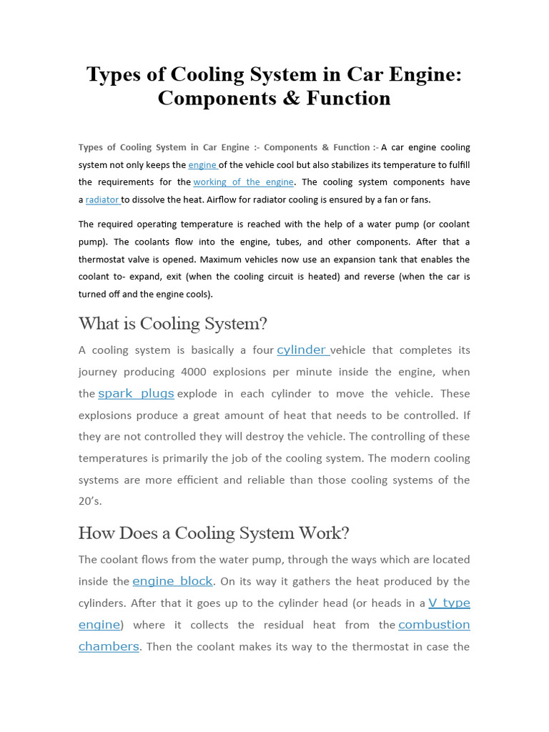Types of Cooling System in Car Engine | PDF | Home Appliance | Building ...