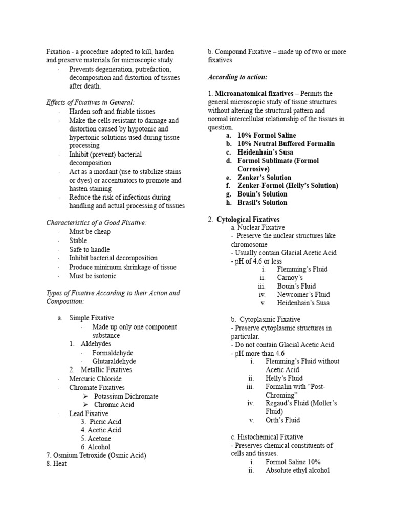 Fixation | PDF | Fixation (Histology) | Staining