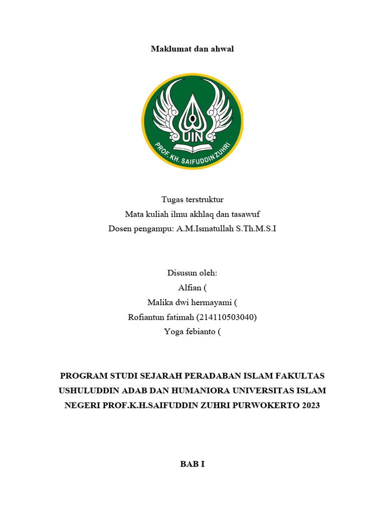 Maklumat Dan Ahwal-1 | PDF