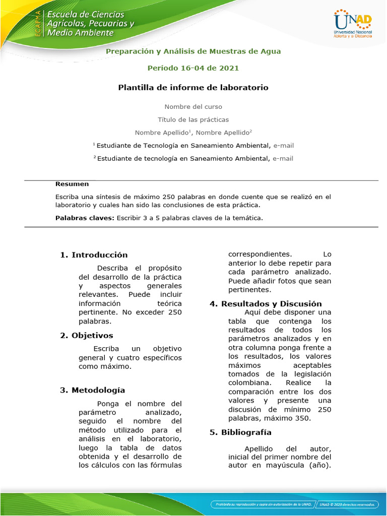 Anexo 4 - Plantilla de Informe de Laboratorio | PDF | Laboratorios
