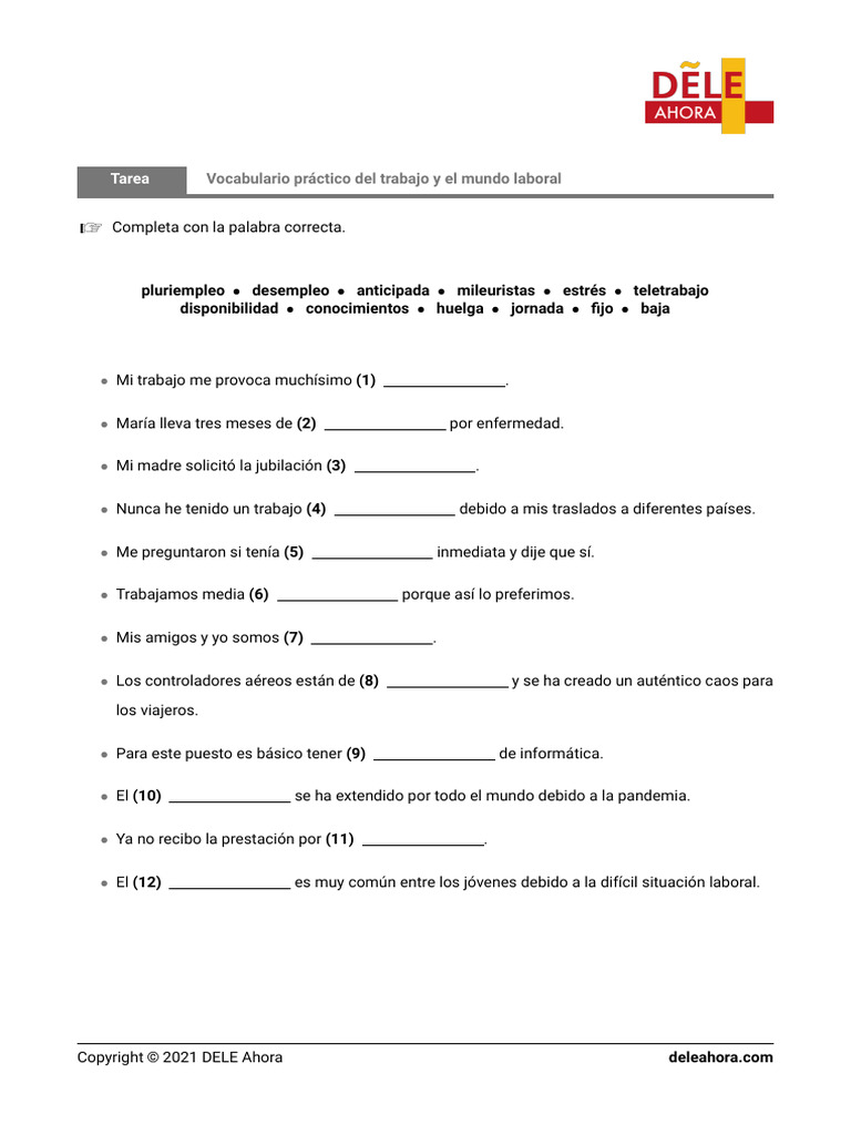 Vocabulario Practico Del Trabajo y El Mundo Laboral | PDF