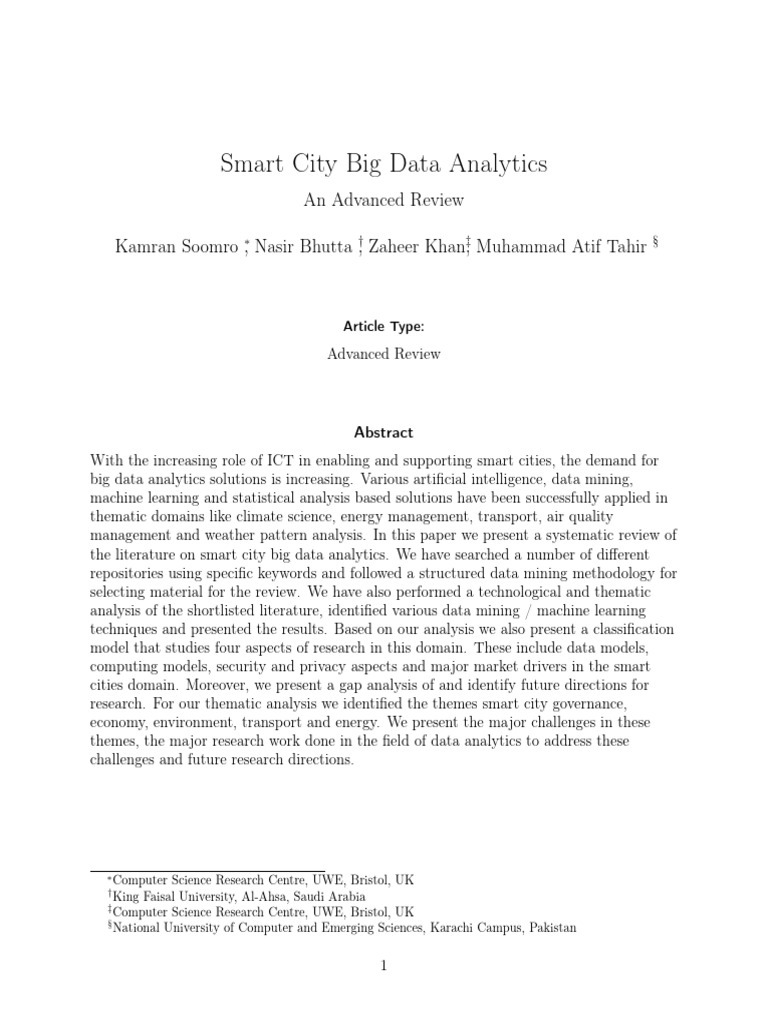 Smart City Big Data Analytics Review | PDF | Big Data | Analytics