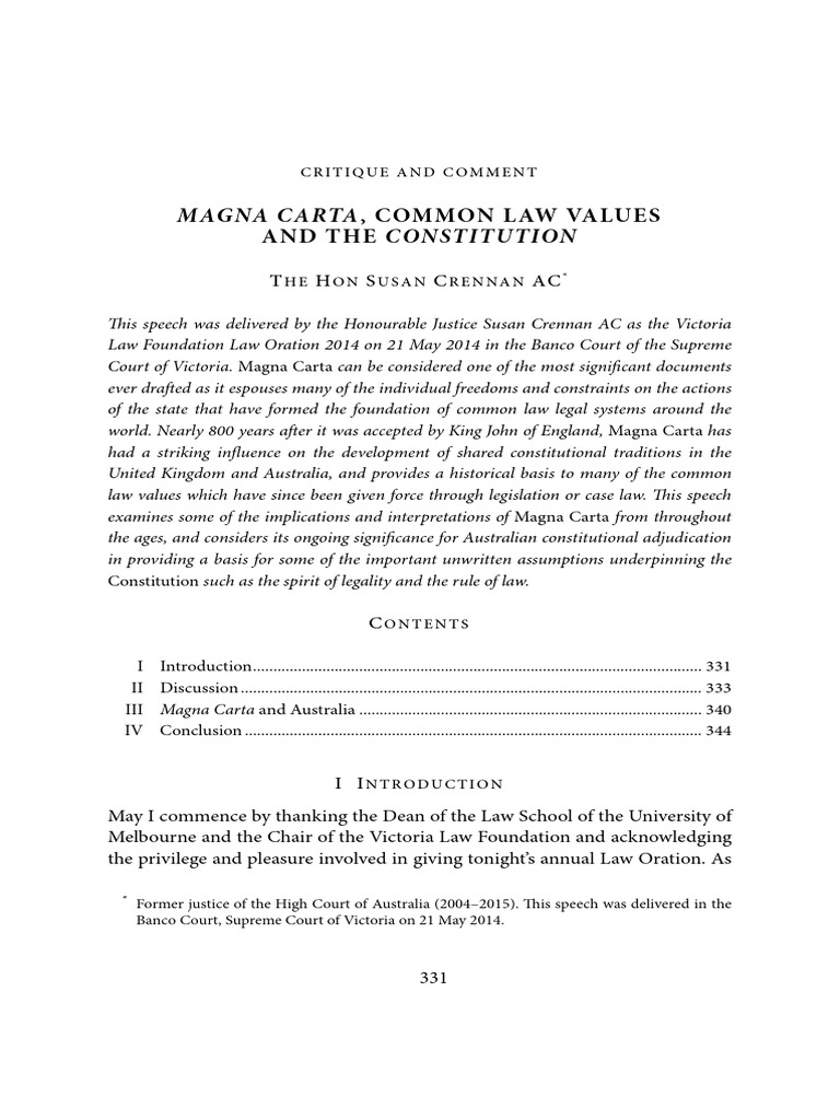 Magna Carta Rule of Law and Values | PDF | Magna Carta | Constitution