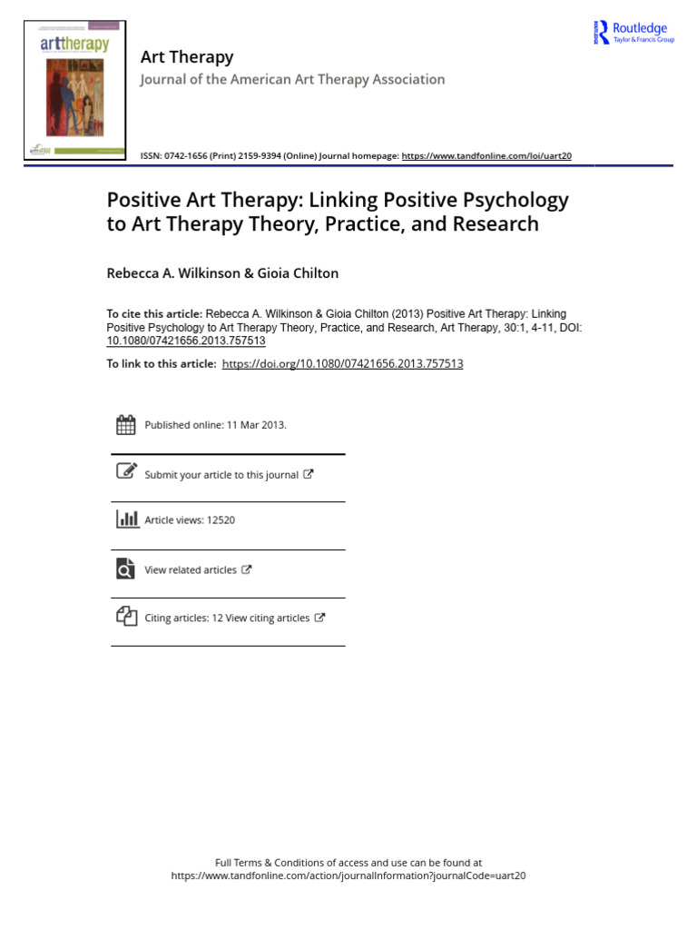 Positive Art Therapy Linking Positive Psychology To Art Therapy Theory ...