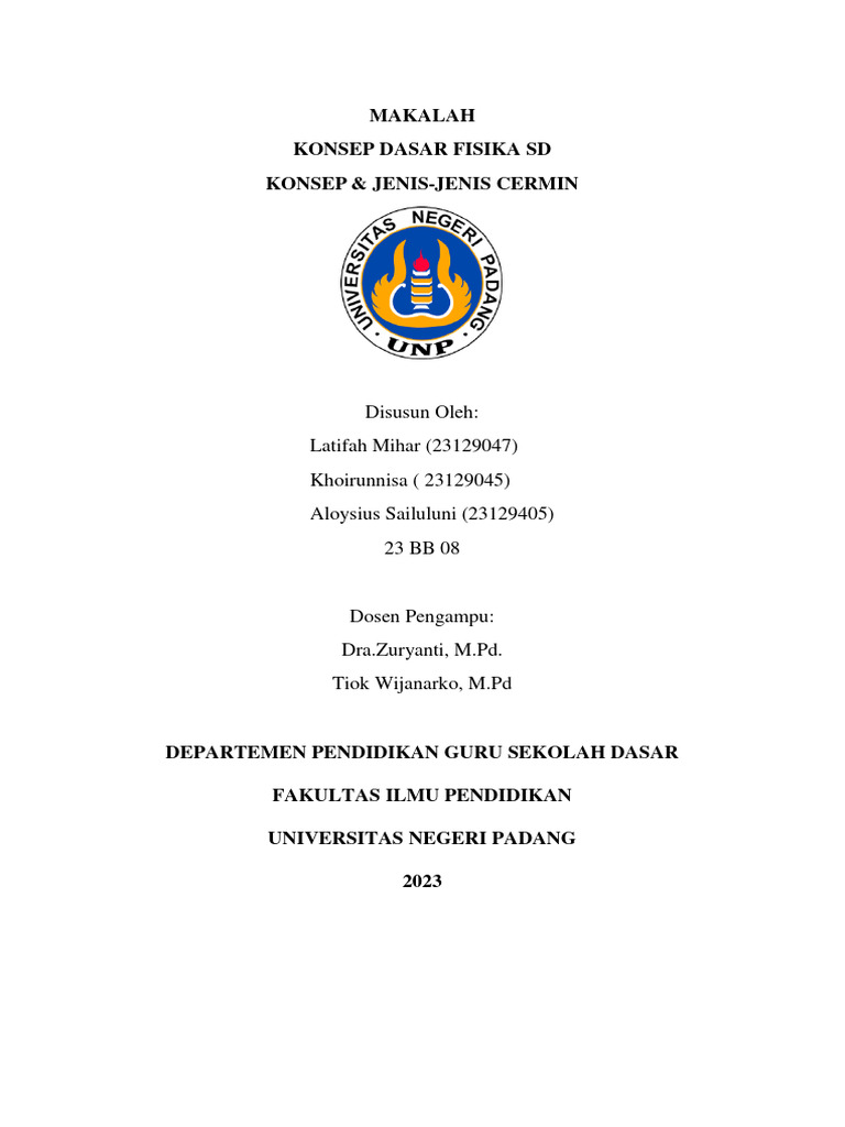 Makalah Kelompok 1 Konsep Dasar Fisika Sd-Konsep & Jenis-Jenis Cermin | PDF Makalah Kelompok 1 Konsep Dasar Fisika Sd-Konsep & Jenis-Jenis Cermin | PDF
