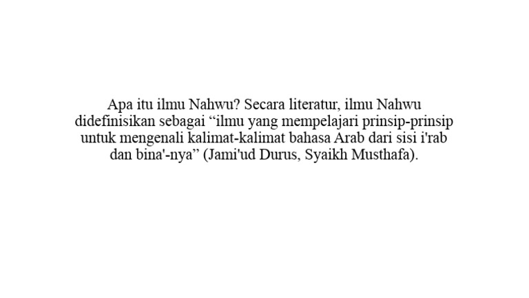 Pengertian Ilmu Nahwu | PDF
