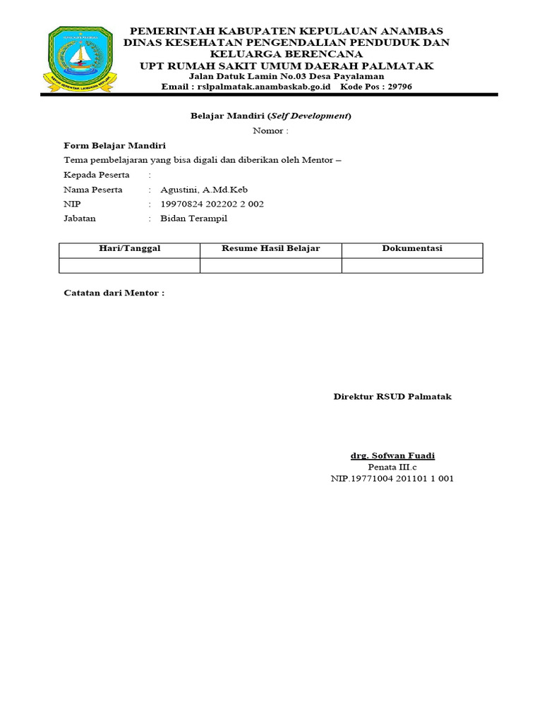 Form Belajar Mandiri | PDF