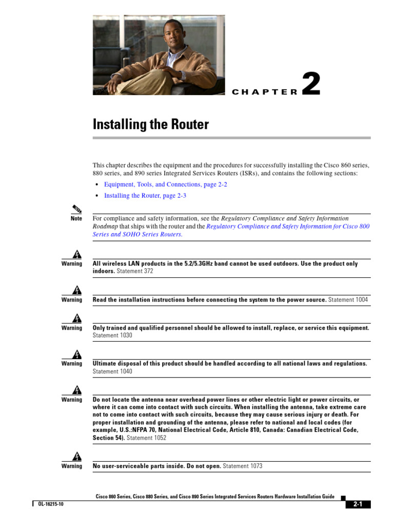 Cisco Router Installation Guide | PDF | Router (Computing) | Electricity