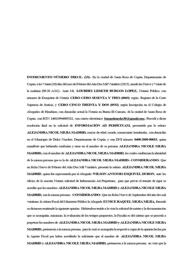 Resolucion de Informacion Ad Perpetuam - Notarial-Protocolo | PDF | Gobierno | Justicia