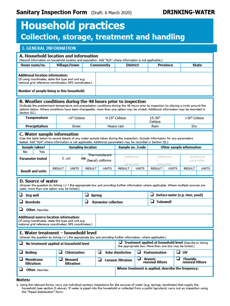 Sanitary Inspection For Drinking Water | PDF | Drinking Water | Water ...