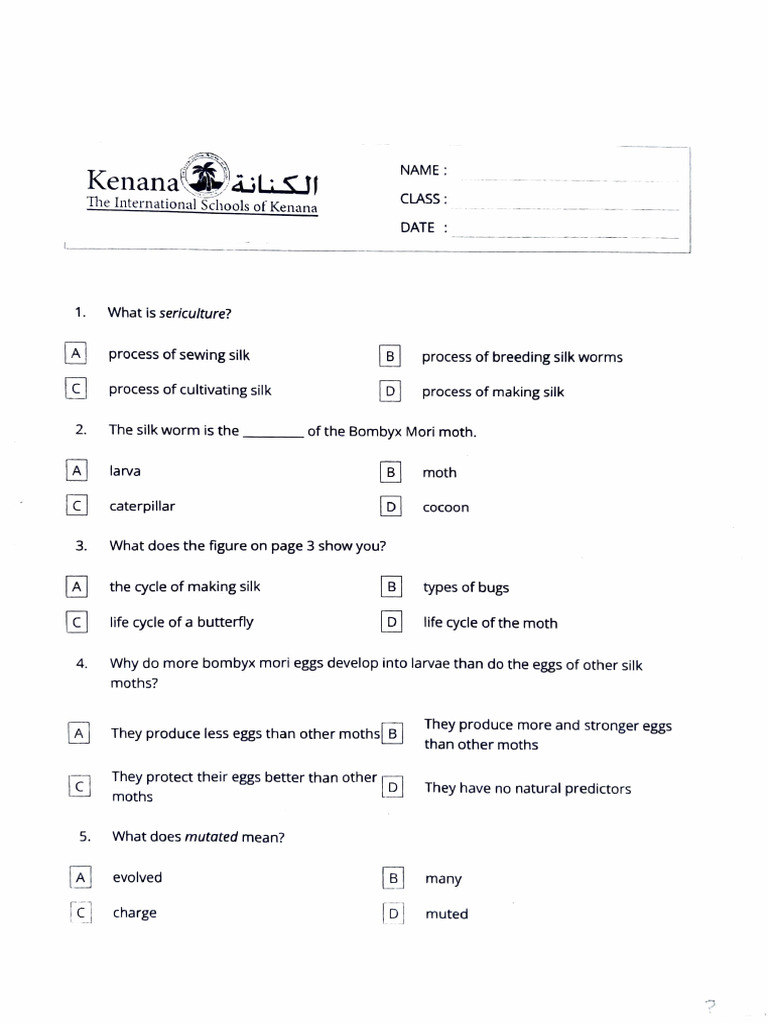 WORKSHEET Sericulture | Download Free PDF | Silk | Textile Arts