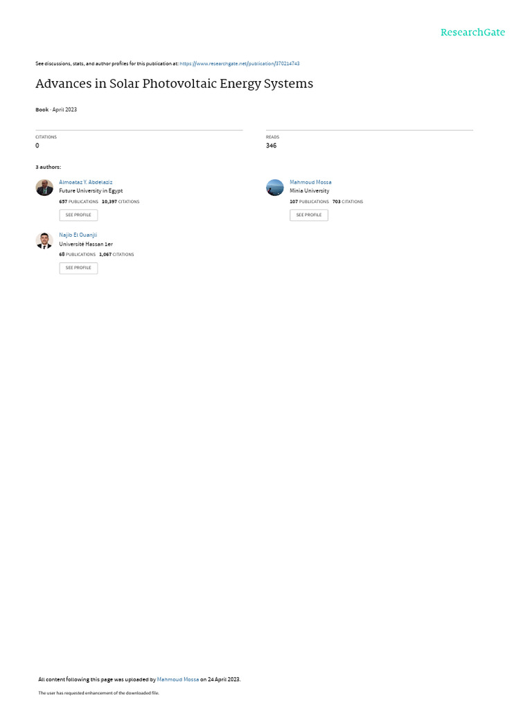 Callforbookchapters IntechOpen | PDF | Photovoltaics | Photovoltaic System