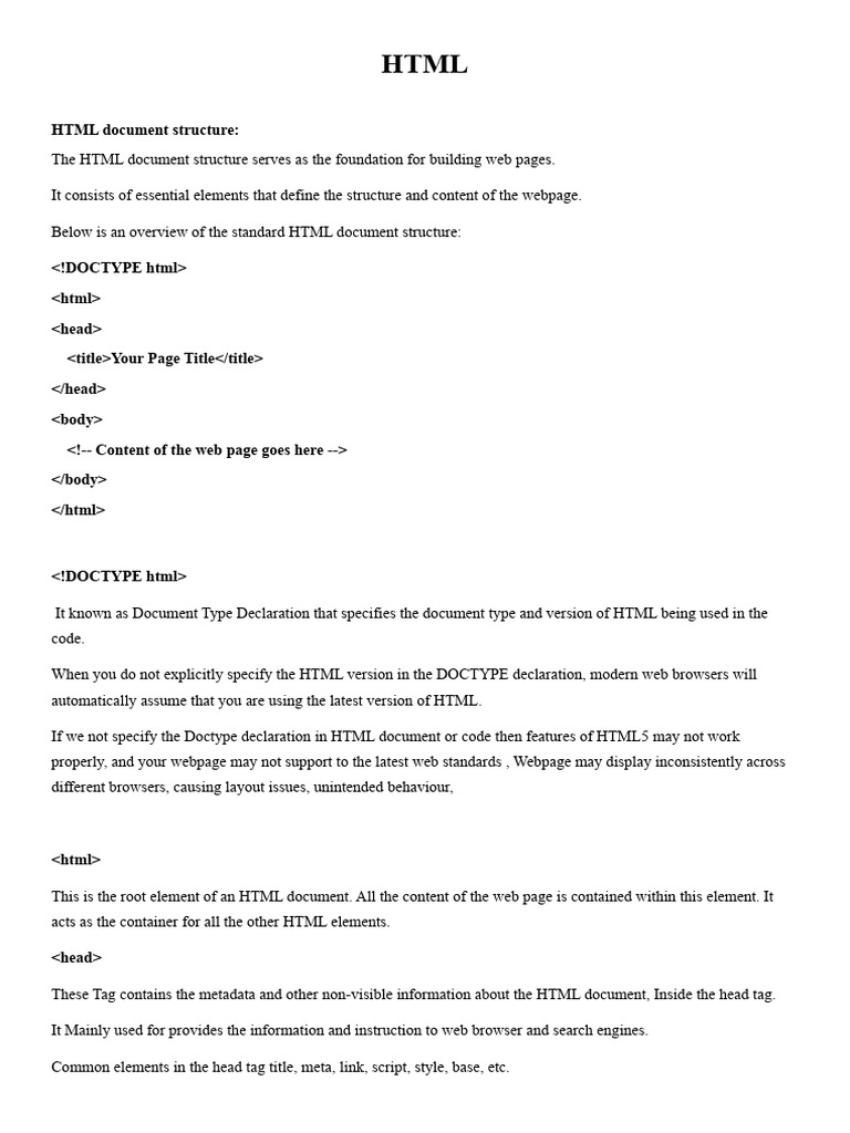 Html Notes Pdf Html Element Html