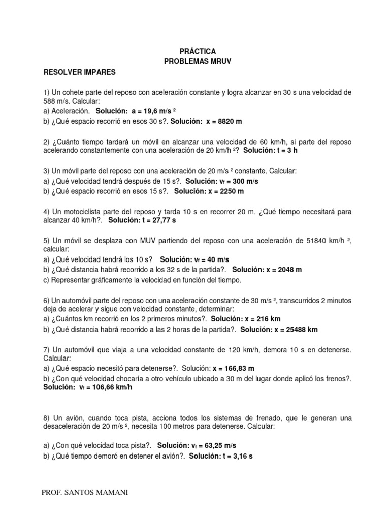 Práctica Mruv | PDF | Velocidad | Aceleración