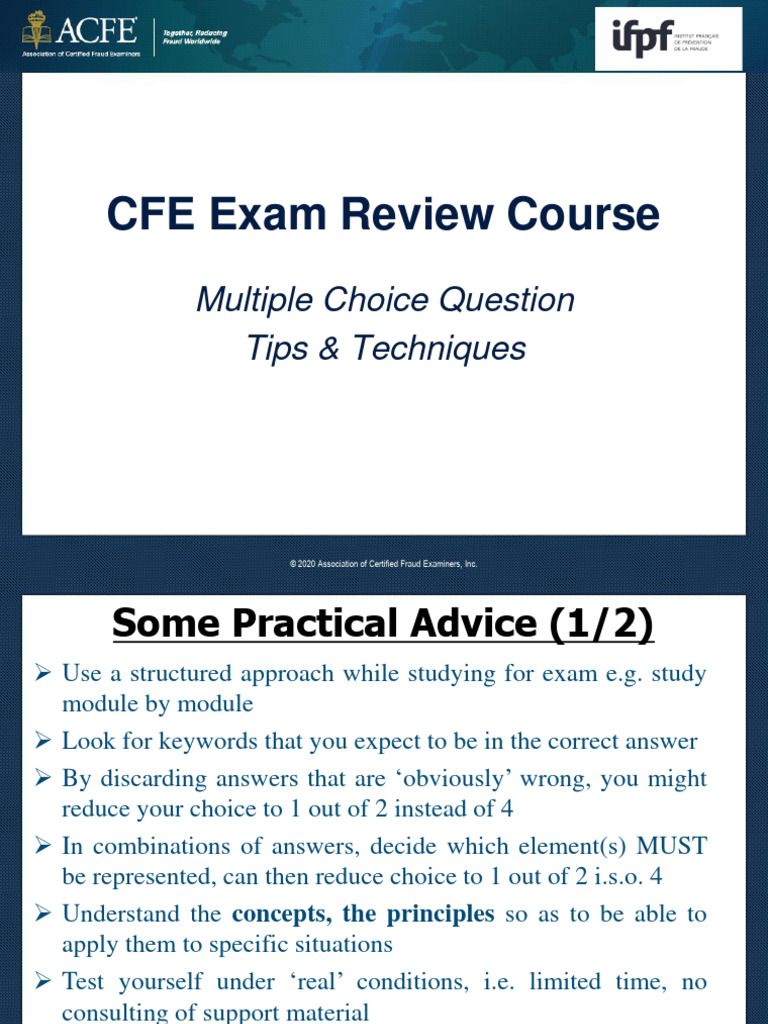 Cfe Exam Review Course - Ifpf - MCQ Practical Advice - 102020 | PDF ...
