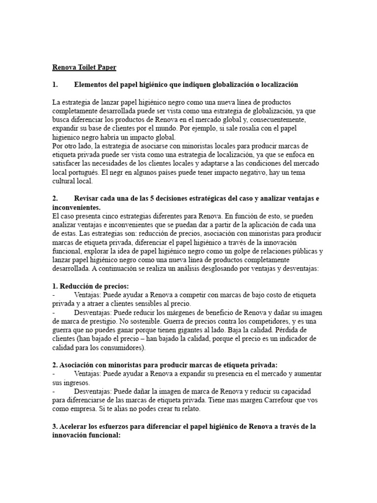 Renova Toilet Paper | PDF | Marca | Al por menor