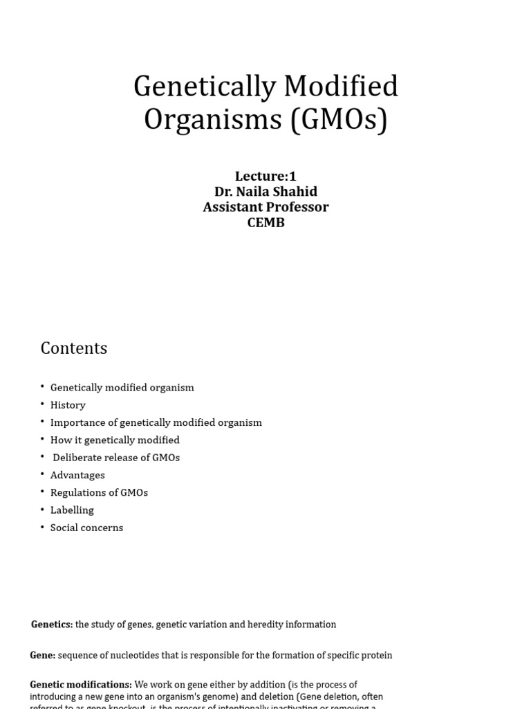 Lecture 1. GMOs Introduction | PDF | Genetically Modified Organism ...