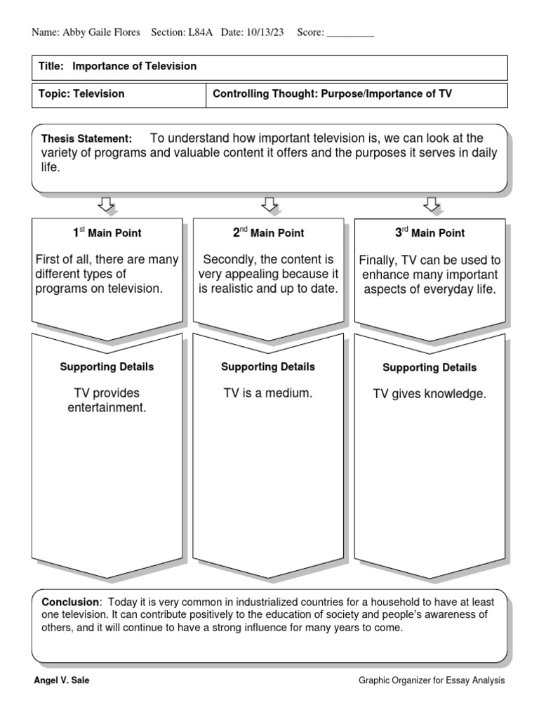 Graphic Organizer - Essay Analysis (TV) | PDF