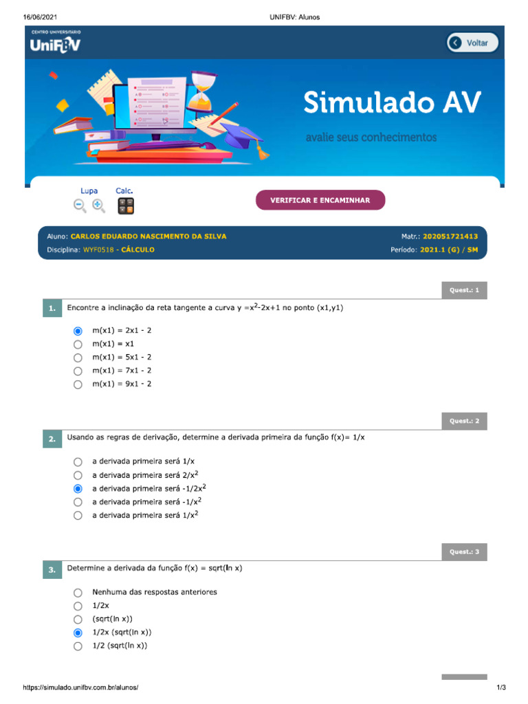 Prova Calculo Ead | PDF