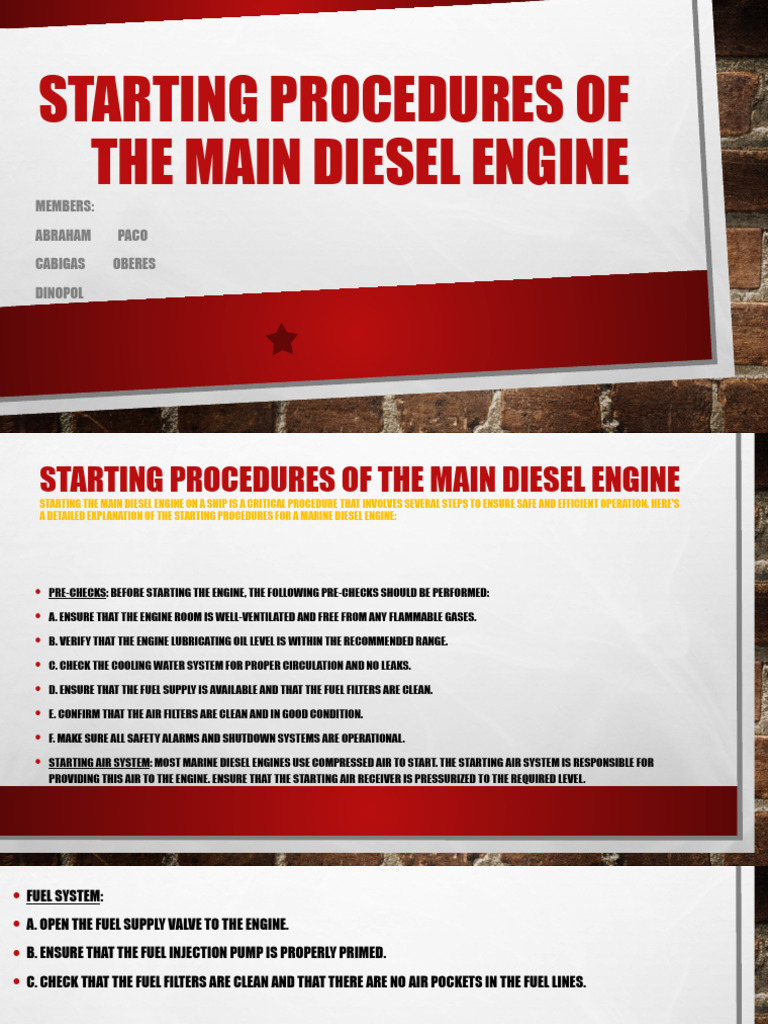 Marine Diesel Engine Starting Procedure | PDF | Diesel Engine | Engines