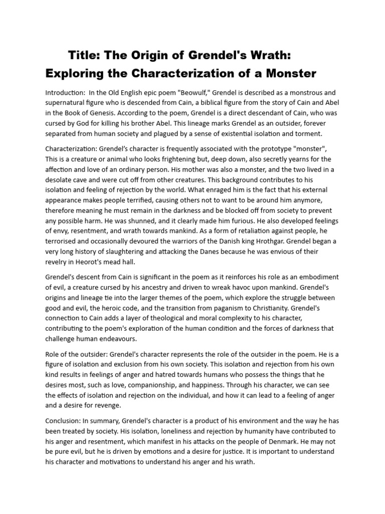 The Origin of Grendel | PDF