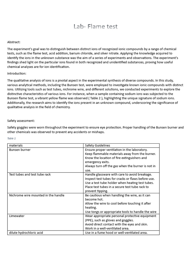 Flame Test 2 | PDF | Precipitation (Chemistry) | Sulfate