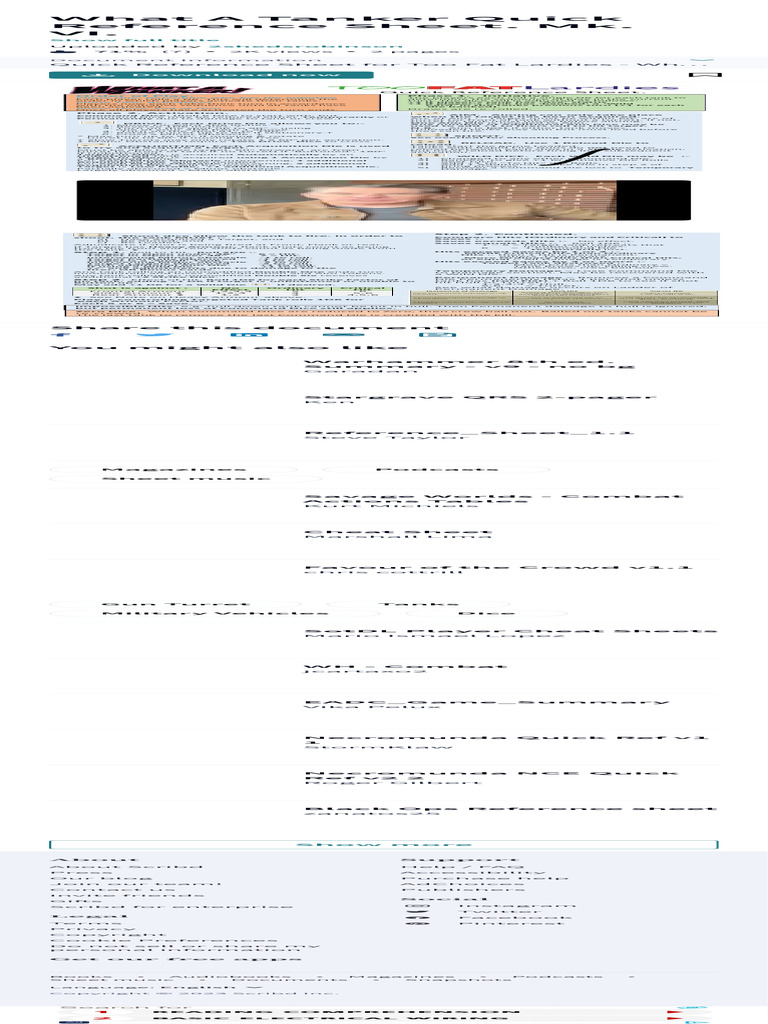 What A Tanker Quick Reference Sheet. Mk. VI. PD | PDF | Tanks | Gun Turret