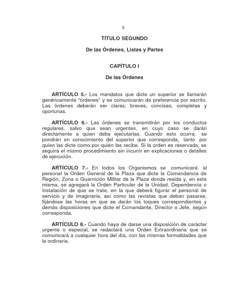 Órdenes y Partes en Organismos Militares | PDF | Comandante | Sargento