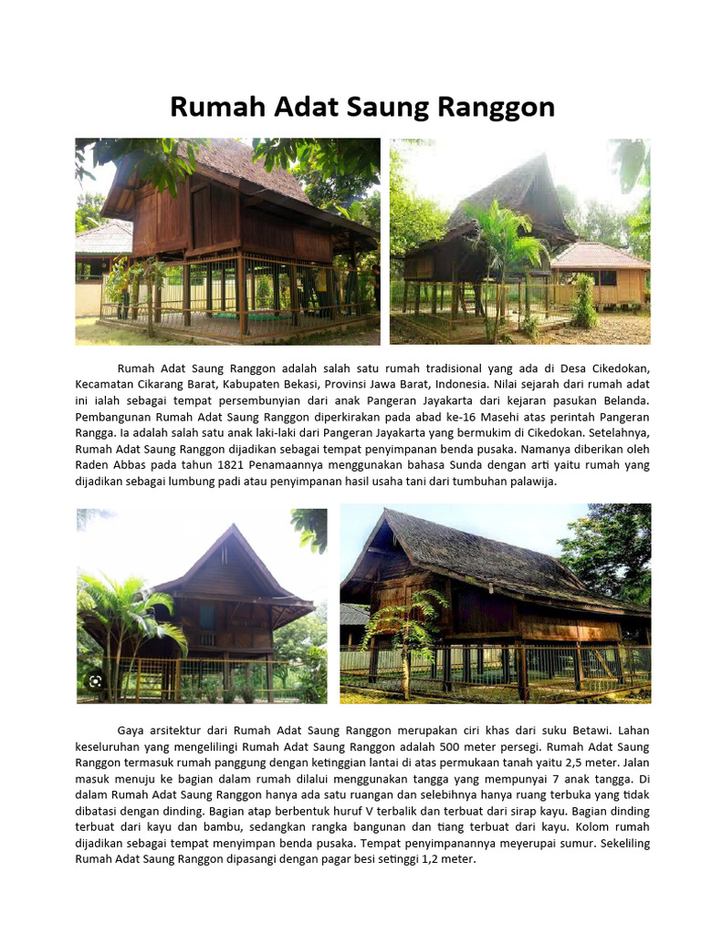 Rumah Adat Saung Ranggon | PDF