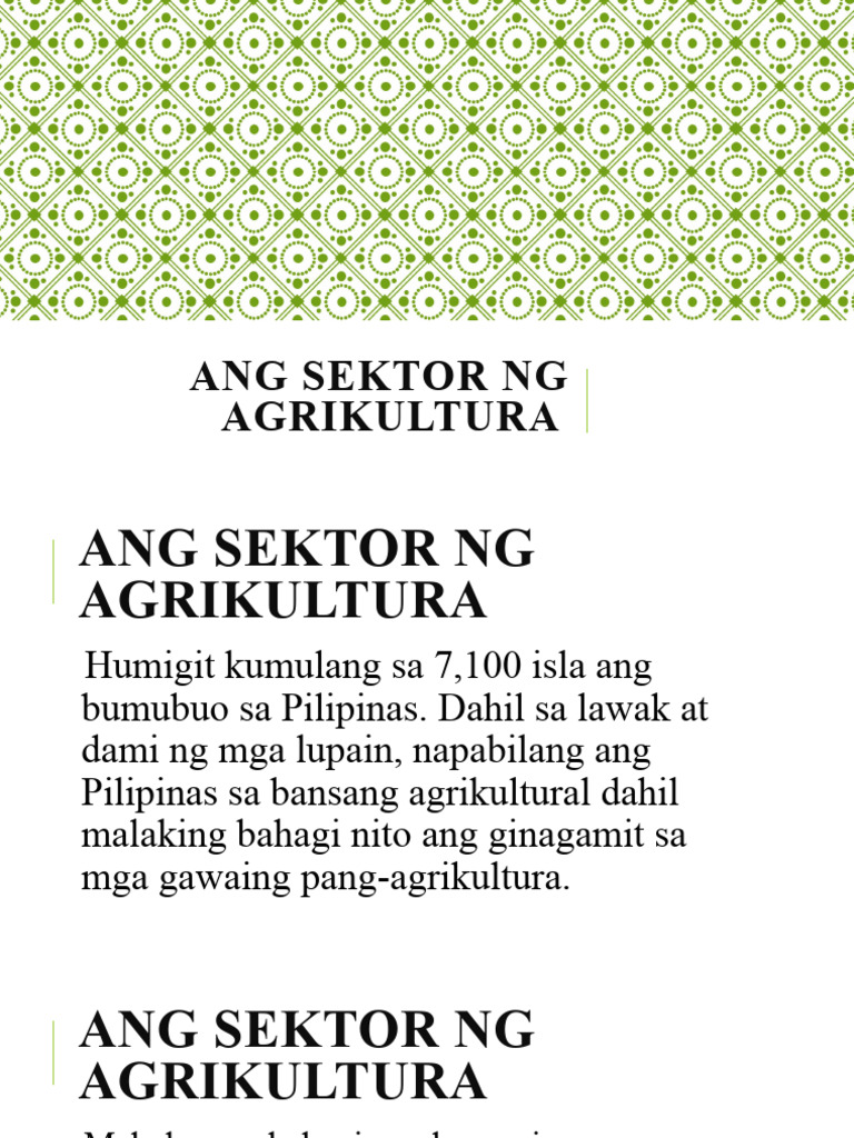 Ang Sektor NG Agrikultura | PDF