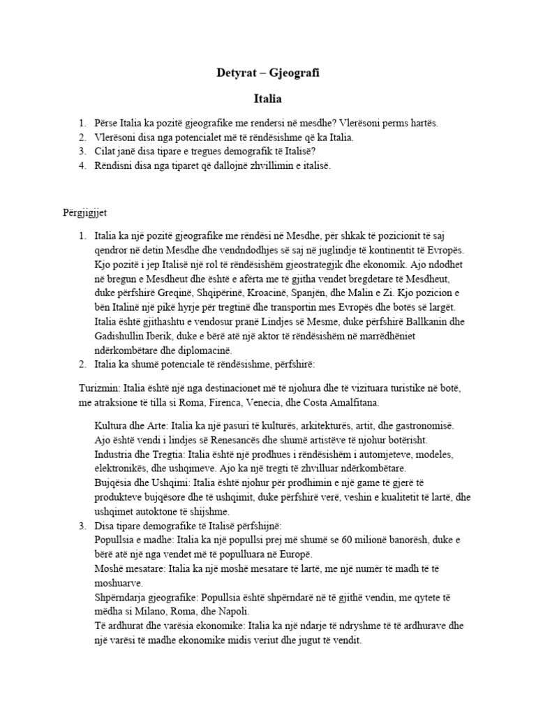 Pyetjet Gjeografi | PDF