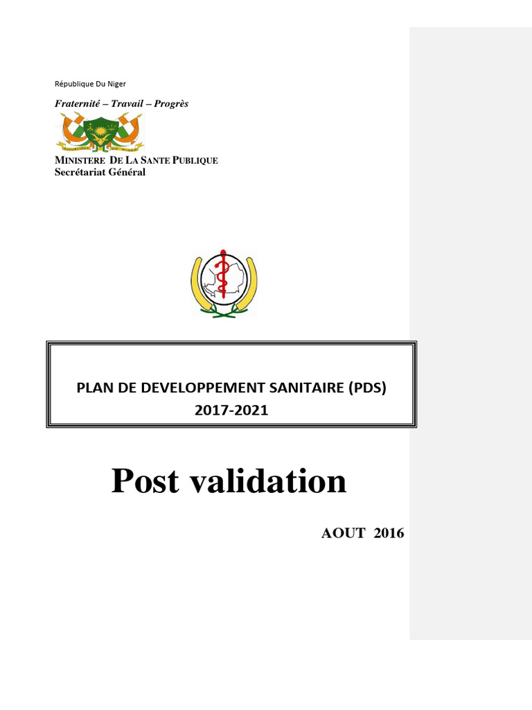 Plan de Développement Sanitaire 2017-2021 | PDF | Développement durable