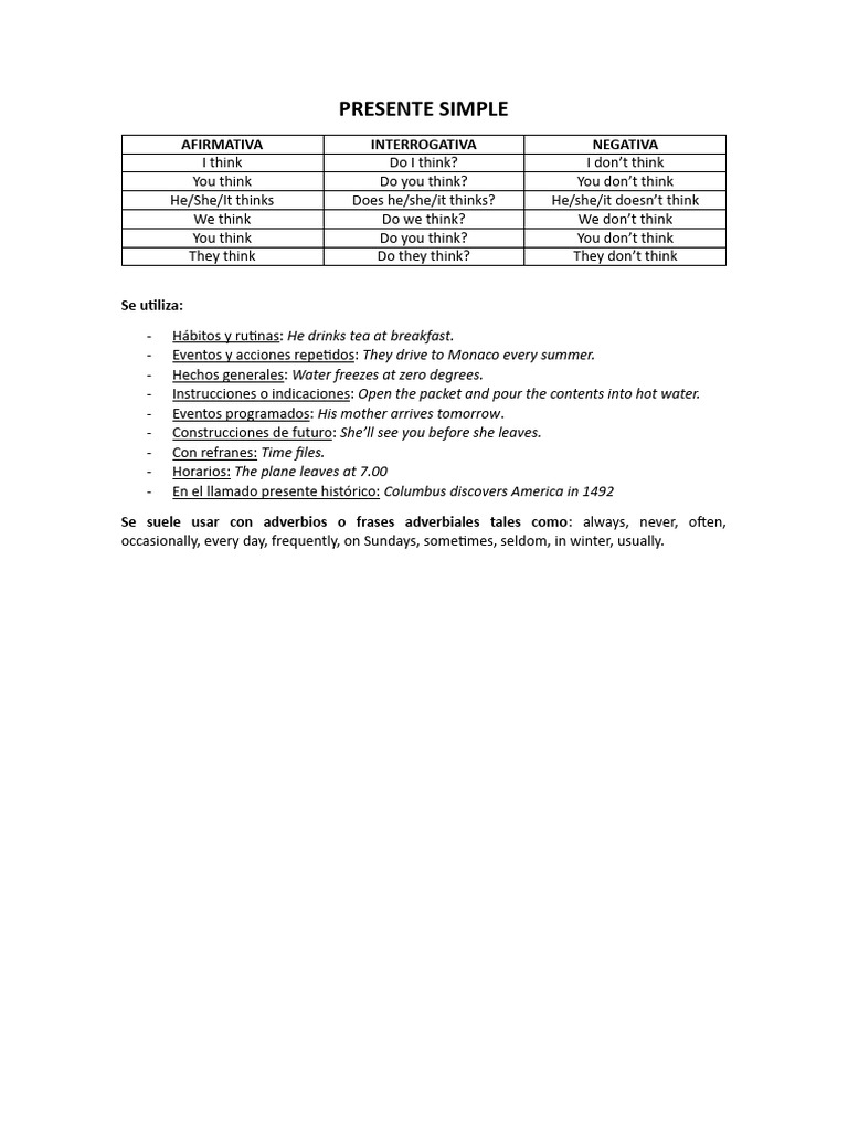 Presente Simple, Continuo y Perfecto | PDF | Lingüística | Unidades Semánticas