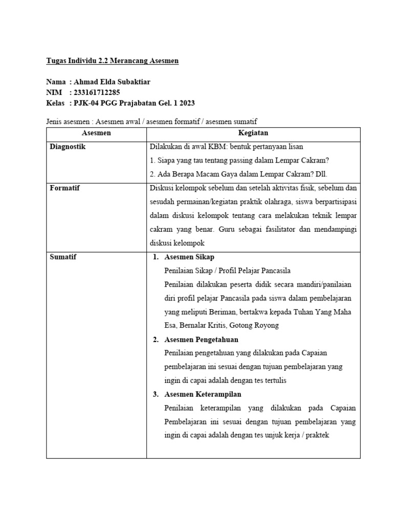 Tugas Individu 2.2. Menyusun Instrumen Elda | PDF