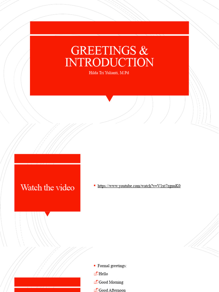 Greetings Introduction (Autosaved) | PDF