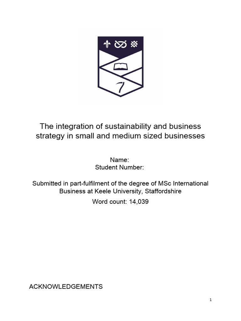 Example Dissertation | PDF | Methodology | Sustainability