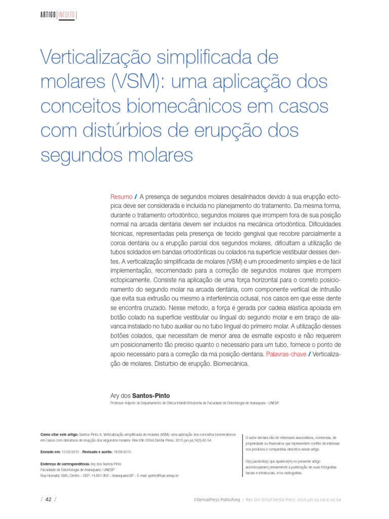 Verticalização Simplificada de Molares (VSM) - Uma Aplicação Dos ...